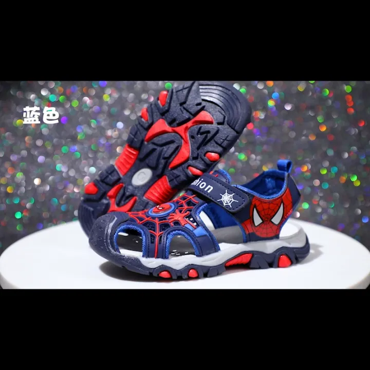 (COD)การ์ตูน Spider Man รองเท้าแตะเด็กผู้ชายเด็กด้านล่างที่อ่อนนุ่ม ...