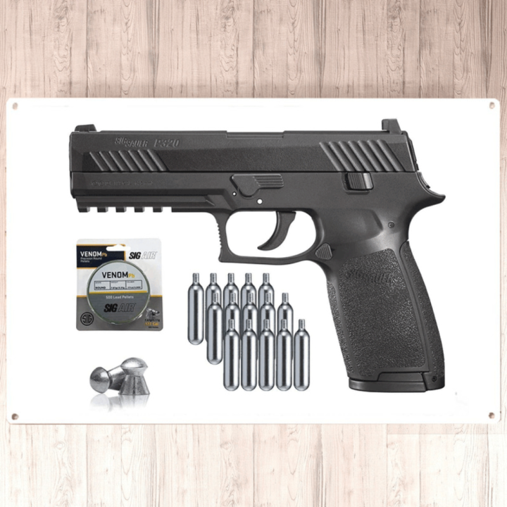 SIG Sauer P320 Air Pistol with CO2 12 Gram (15 Pack) and 500 Lead ...