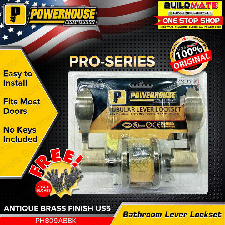 POWERHOUSE PRO SERIES Curved Tubular Entrance Lever Lockset PH809ABBK ...