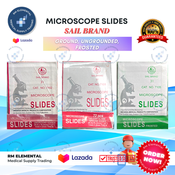 Microscope Glass Slides SAIL BRAND-UNGROUNDED, GROUND, FROSTED (1 box-72pcs) | Lazada PH