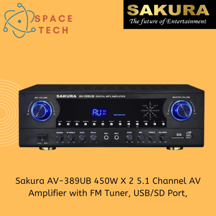 Sakura AV-389UB 450W X 2 5.1 Channel AV Amplifier with FM Tuner, USB/SD Port | Lazada PH