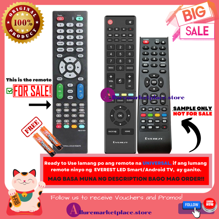 Ready to Use Universal TV Remote Control for Everest LED TV Remote for ...