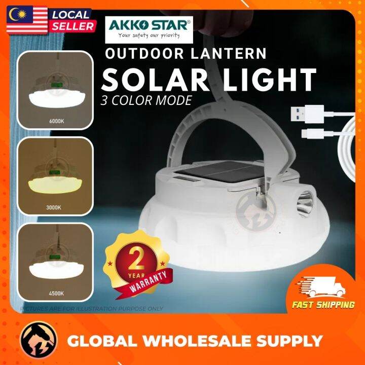 AKKO STAR Solar LED Camping Rechargeable Flashlight Waterproof With ...