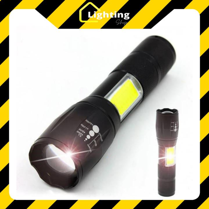 Senter Swat Mini XPE LED Zoom COB Police Light 3 Mode Jarak Jauh Recharge Camping Super Terang ...