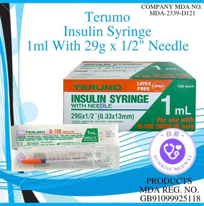 Terumo Insulin Syringe, 1ml With 29g x 1/2" Needle, 100 pcs/box | Lazada