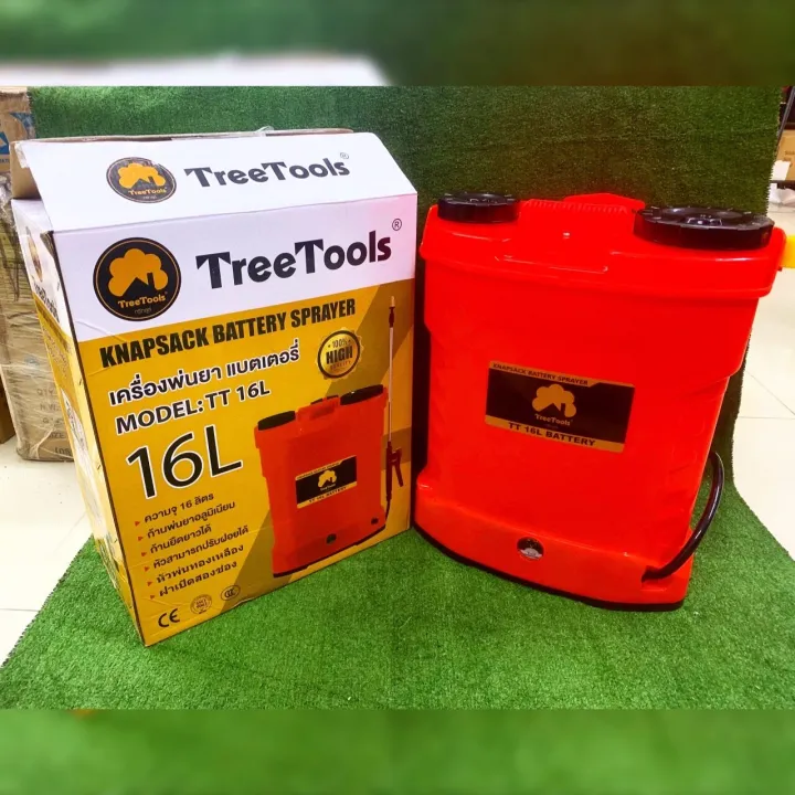 TREETOOLS เครื่องพ่นยาแบตเตอรี่ ถัง 16 ลิตร รุ่น TT16L (แถมหัวฉีดในตัว 5) หัวผลิตจาก PVC เกรด A ...