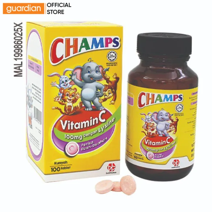 Champs Vitamin C 100mg With Lysine 100 Tablets | Lazada