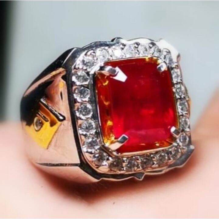 CINCIN BATU PERMATA RED RUBY PIGEON BLOOD MOZAMBIQ LUSTER CLEAN OCTAGON SERTIFIKAT BIG LAB ...