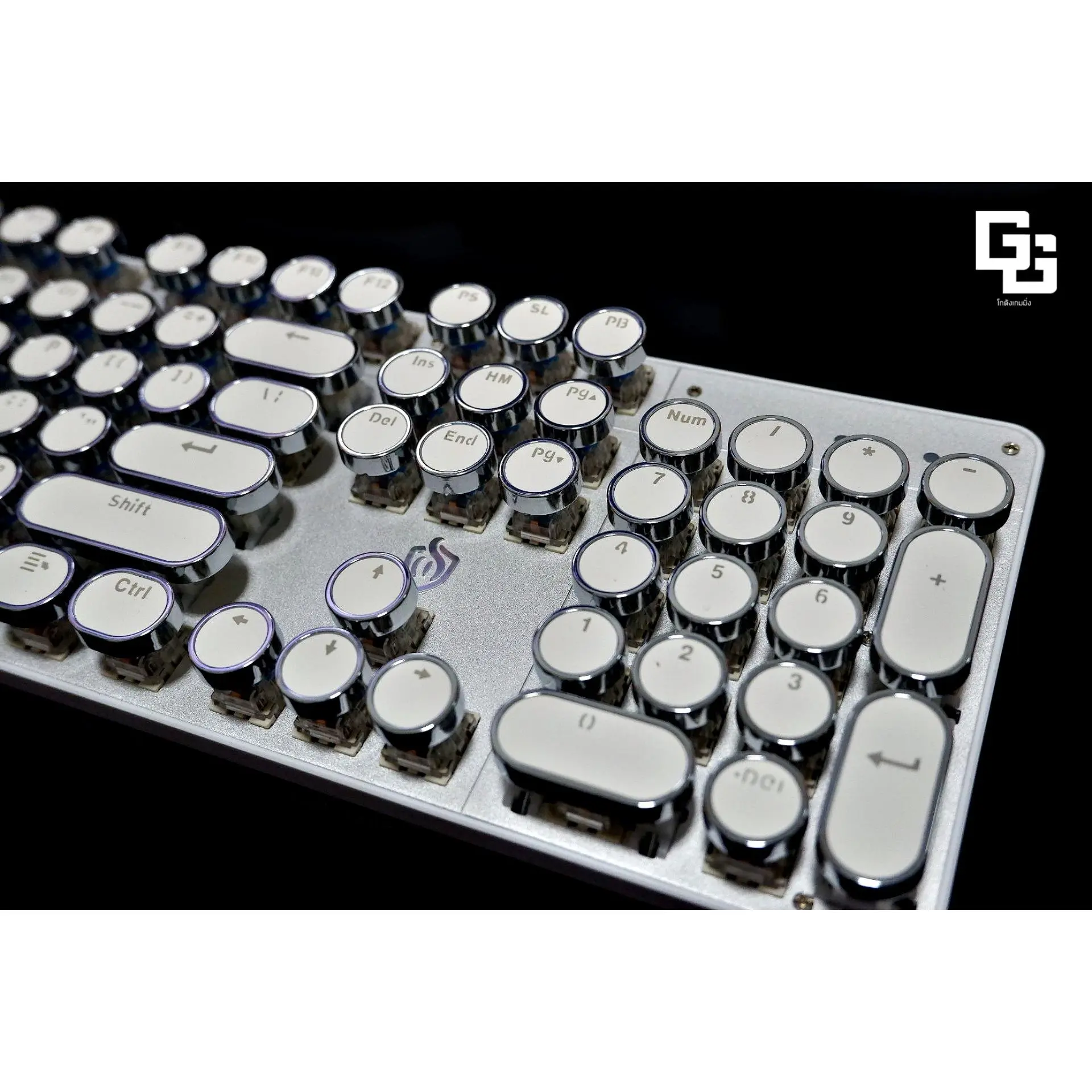 Delog Keyboard Vintage Mechanical RGB คีย์บอร์ดรูปทรงพิมพ์ดีด ปุ่มกลม ...