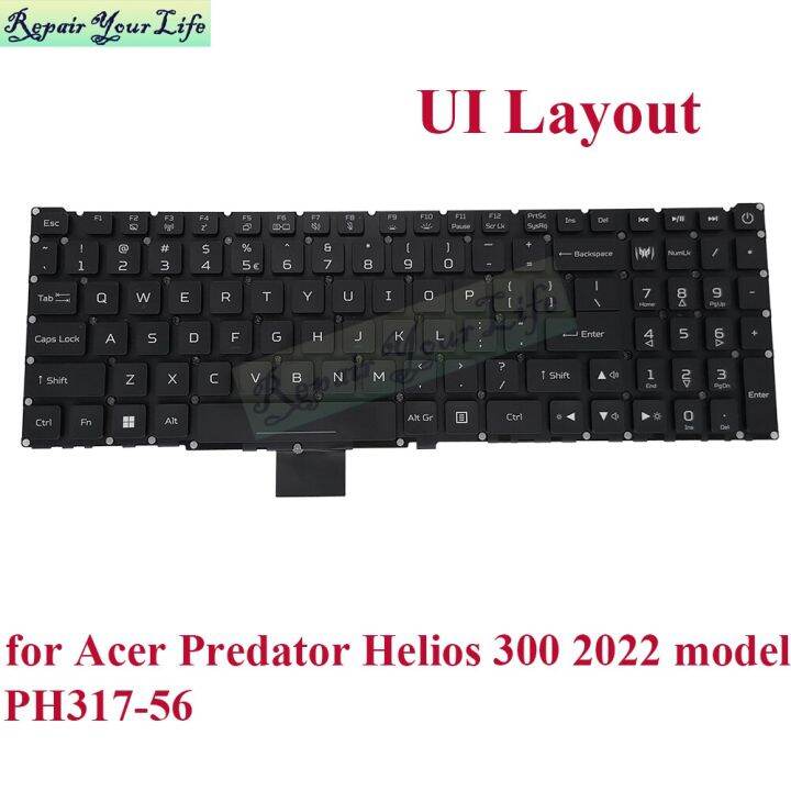 PH317-56 UI US Russian RGB Backlit Keyboard For Acer Predator Helios ...