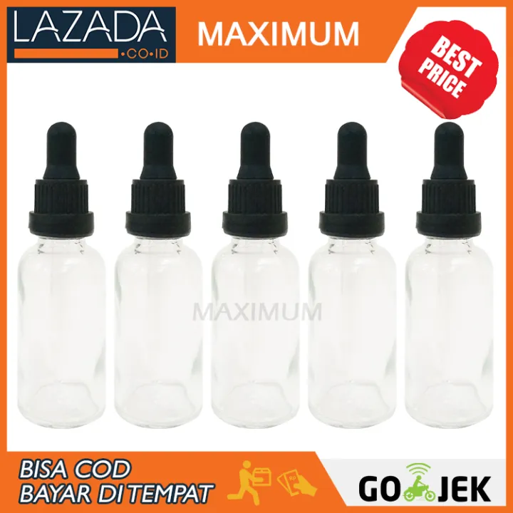 MAX COD - [BOTOL PIPET 30ML BENING 5PCS] Botol Pipet Kaca Tebal Bening ...