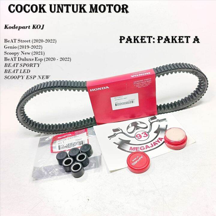 VANBELT + SET ROLLER KOJ HONDA GENIO , BEAT FI NEW , BEAT SPORTY , BEAT DELUXE , SCOOPY ESP ...
