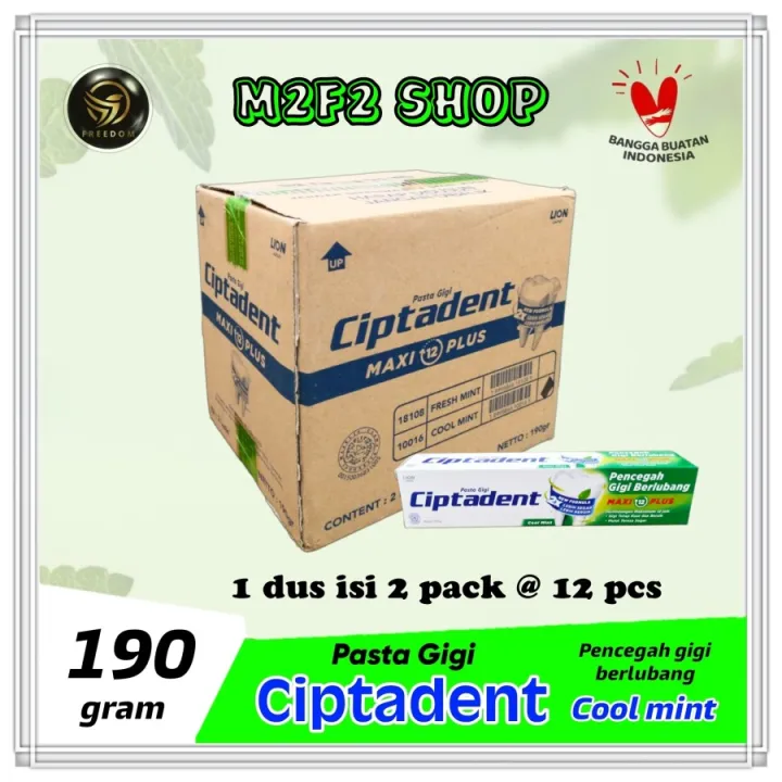 Pasta Gigi Ciptadent Maxi 12 Plus Cool Mint - 190 gr (Kemasan Karton ...
