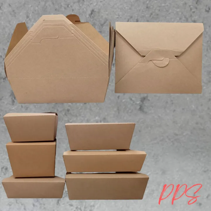Paper Mealbox Plain Kraft with Lock 20pcs 750ml/950ml/1100ml/1300ml ...