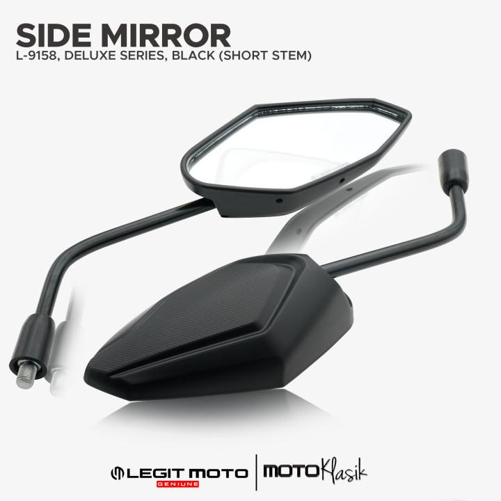 LEGITMOTO GENUINE DELUXE SERIES SHORT STEM SIDE MIRROR W/ GRID DESIGN ...