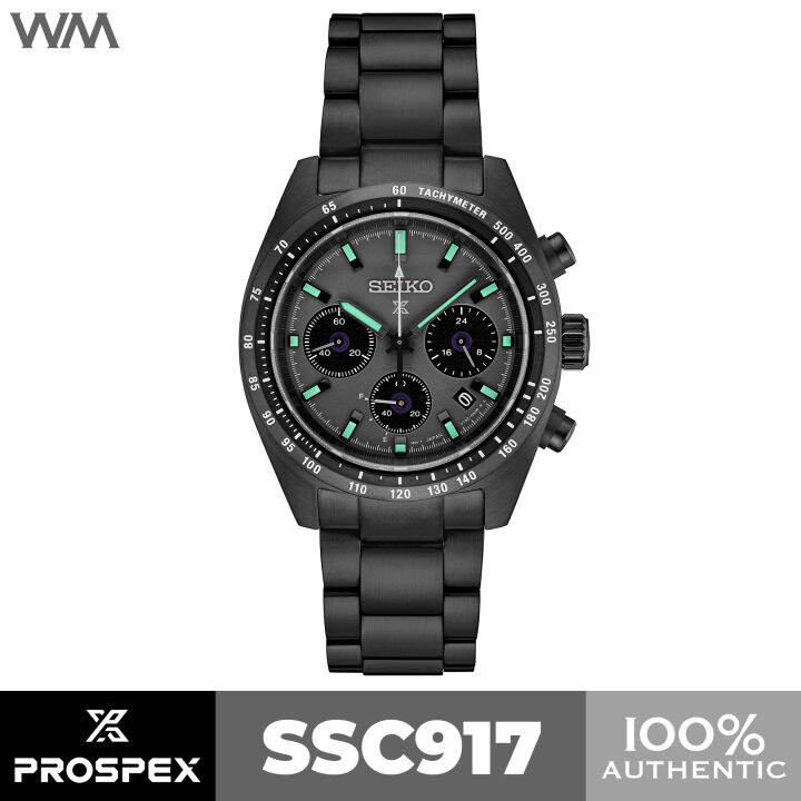 Seiko Prospex Black Series Speedtimer Night Vision Solar Chronograph ...