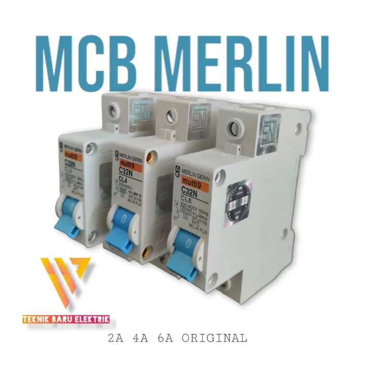 MCB MERLIN GERLIN 2A 4A 6A SNI HOLOGRAM SPLN PLN BENSER 450WATT PEMUTUS ...