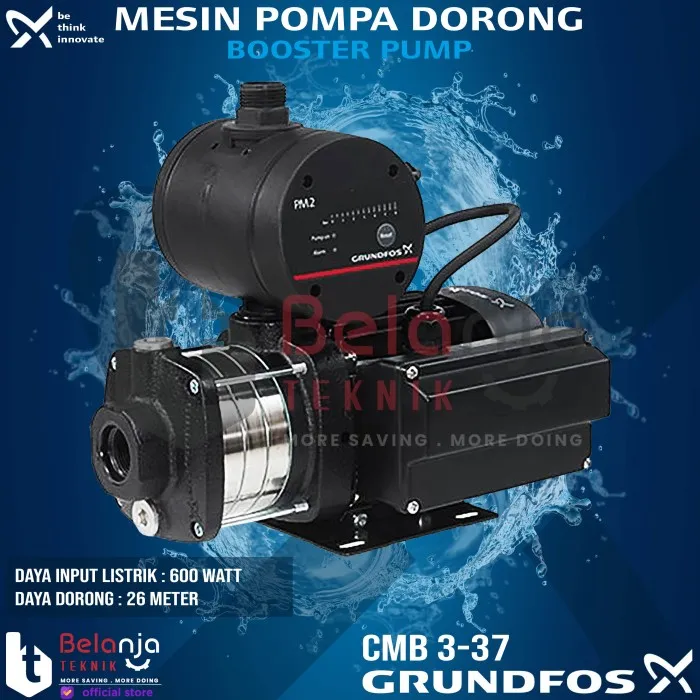 Grundfos Pompa Dorong CMB 3-37 CMB3-37 Pompa Booster Otomatis 600 Watt ...