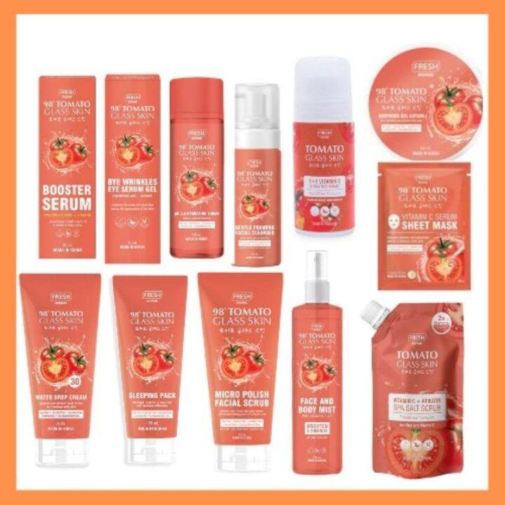 Fresh Skinlab Tomato Glass Skin Set Facial FoamTonerScrubSleeping ...