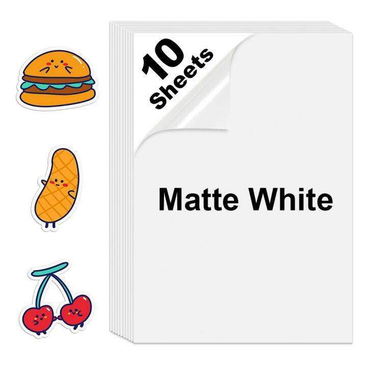 【CW】 10 Sheets Vinyl Sticker Paper Size 210x297mm Adhesive Matte Label ...