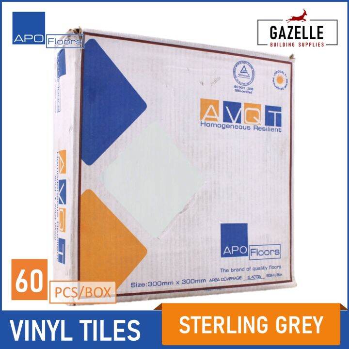 Apo Floor Vinyl Tiles AVQT 1.3mm - Sterling Grey 60pcs / Box 5.4sqm ...