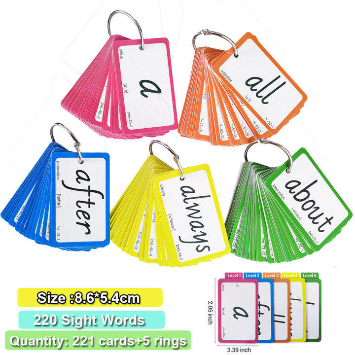 220 Sight Words Flash Card Phonics Learning Words Flashcards ...