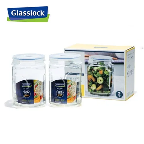 [Glasslock] 2L กระป๋องแก้วสุญญากาศทรงสี่เหลี่ยม2P ชุด/ภาชนะใส่อาหาร ...