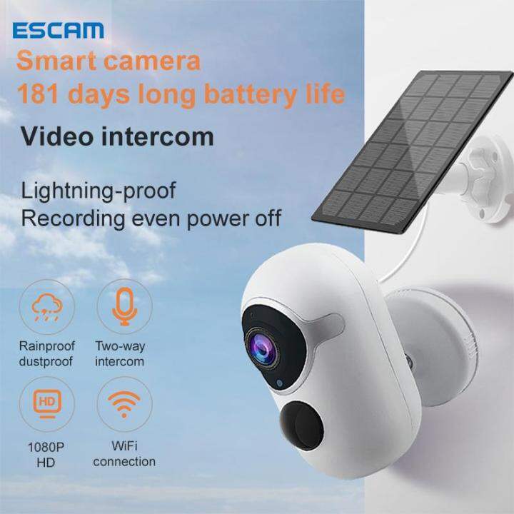 ESCAM 1080P HD กล้องเฝ้าระวังพลังงานแสงอาทิตย์กลางแจ้งกันน้ำ Night ...