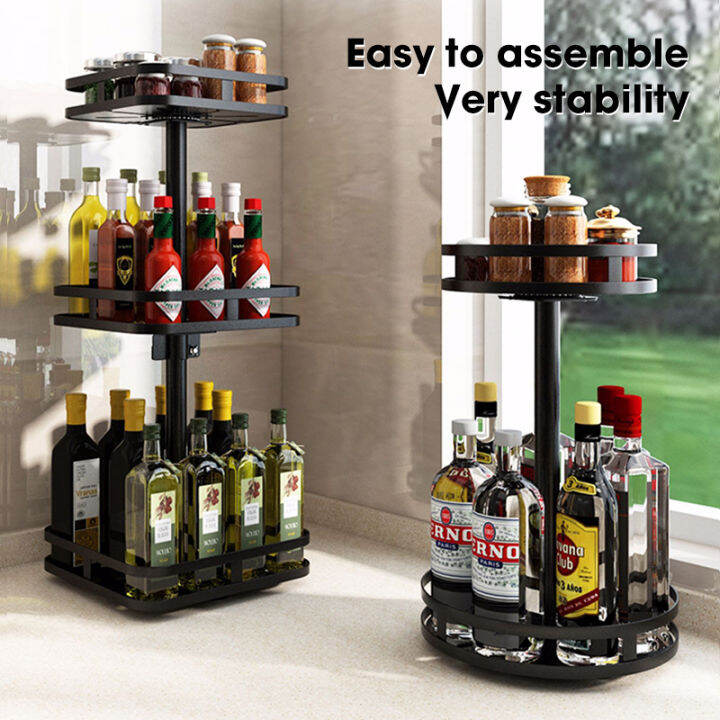 Uwell 360° Rotating Spice Rack Rotatable Kitchen Turntable Organizer ...