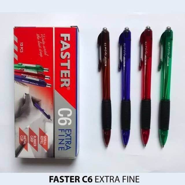 pulpen faster c6 1 pack isi 12 pcs | Lazada Indonesia