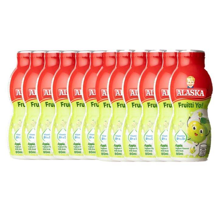Alaska Fruitti Yo! Apple Yoghurt Ready to Drink Milk 80ml - Pack of 12 ...
