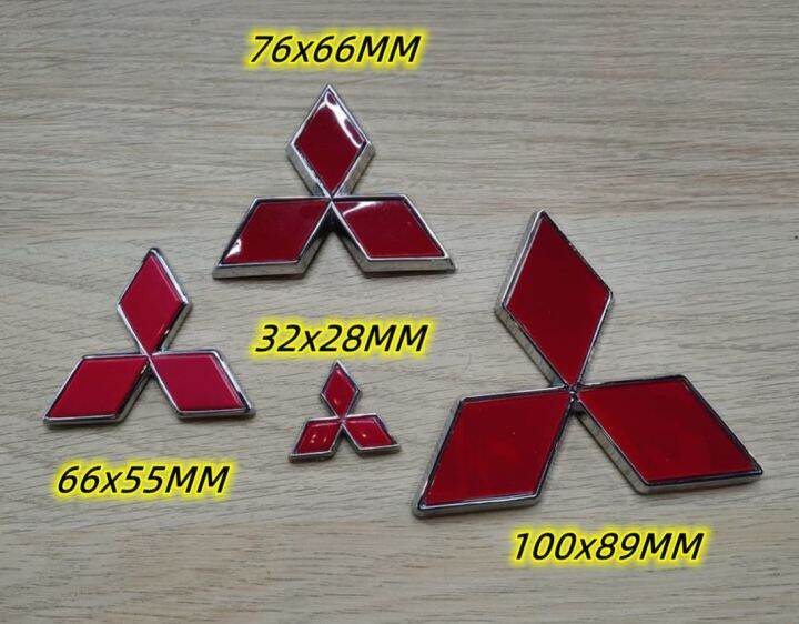 Mitsubishi Emblem Logo Red Front Rear Trunk Logo Badge Emblem Sticker ...