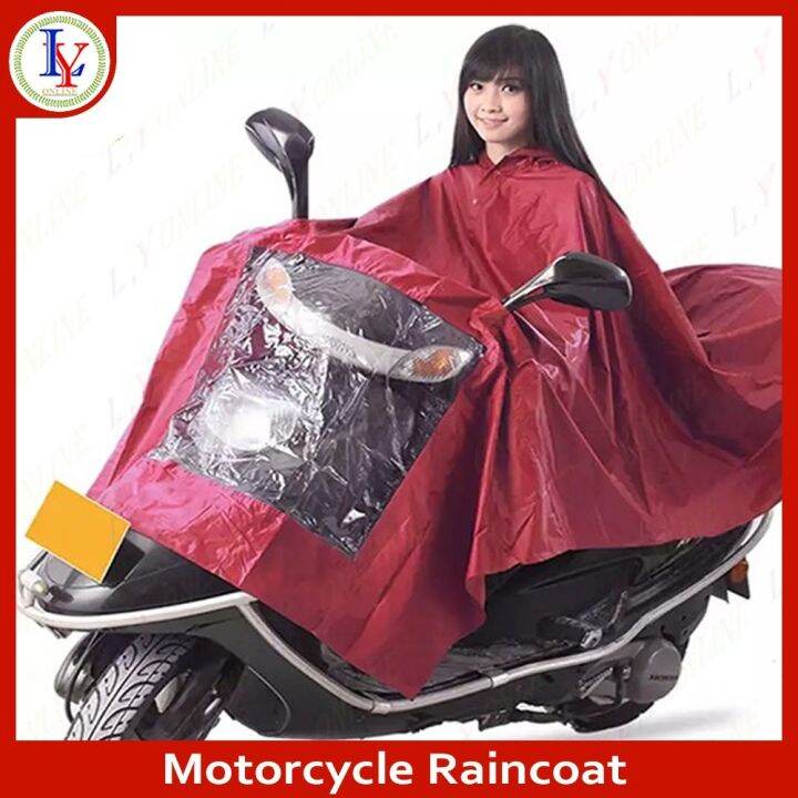 Single Raincoat Rain Gear Cover Motorcycle rain coat Maroon | Lazada PH
