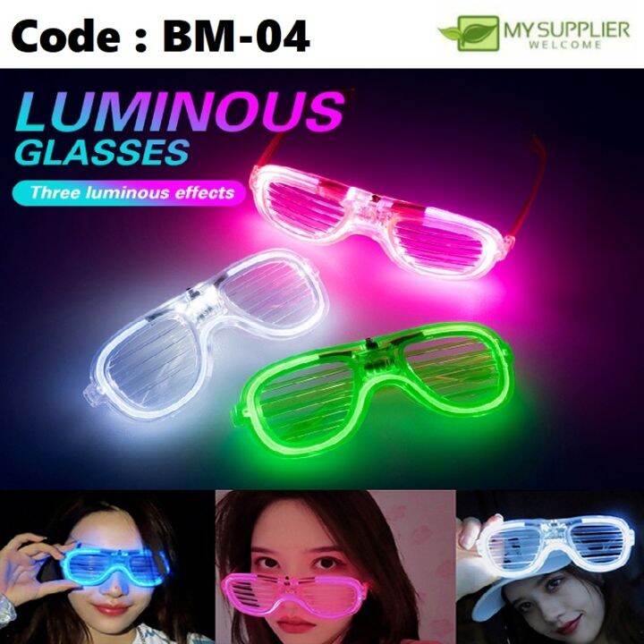 BM-04 Party LED Glow Cold Light Glasses for Girls Light Up Shades Flash ...