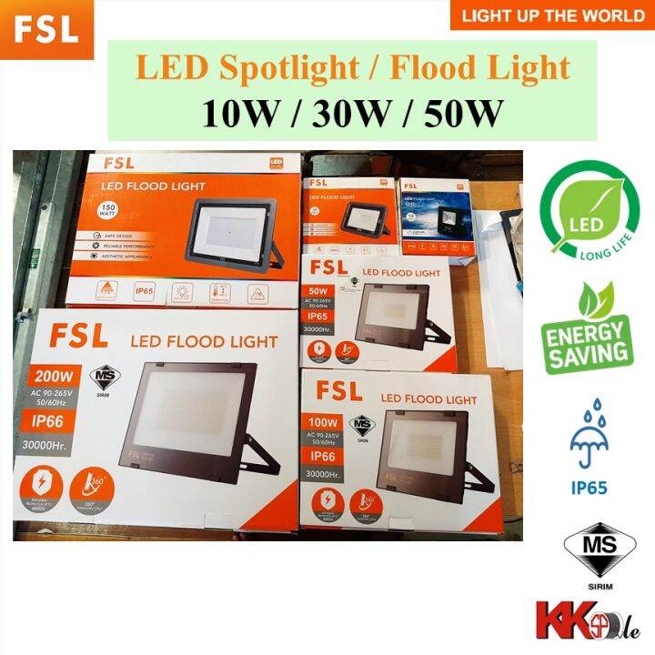 FSL LED Spotlight Flood Light 10W 30W 50W - Daylight / Warmwhite | Lazada