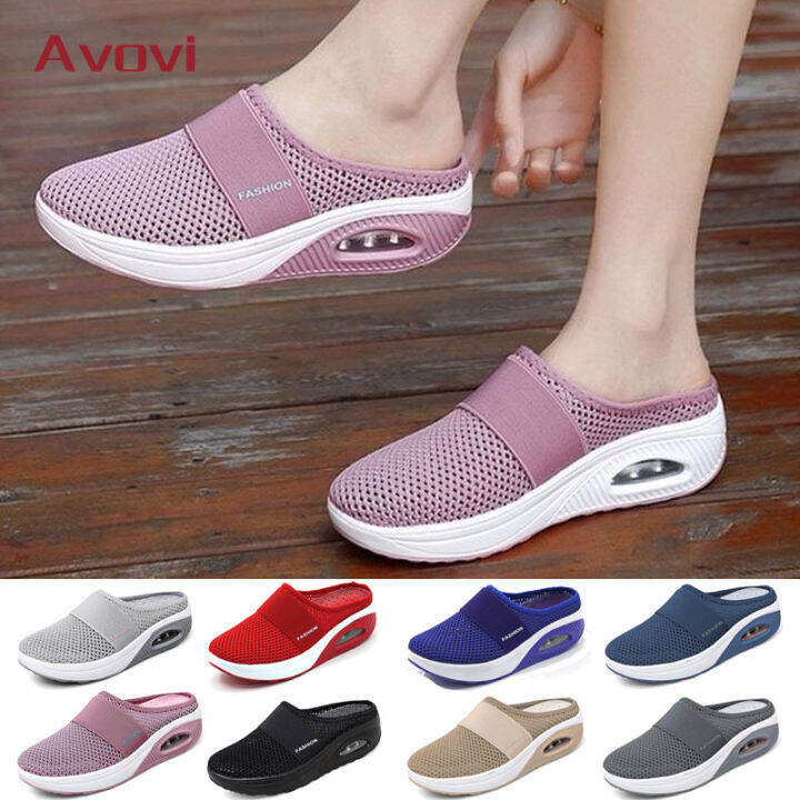 Avovi Women Slip-On Shoes Ladies Thick Bottom Air Cushion Hollow Mesh ...