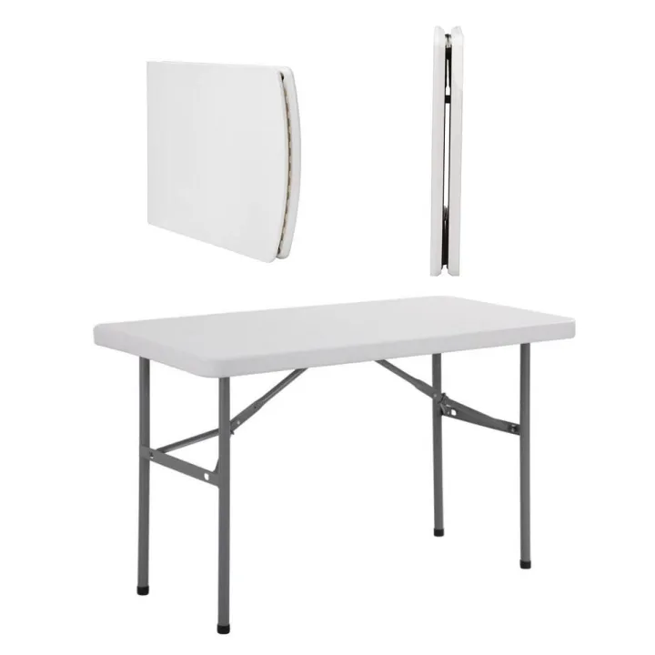 PHSUPERMALL 120x60x54 Rectangular Solid Top Small Plastic Folding Table ...