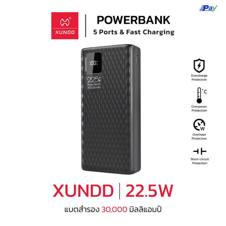 POWER BANK 30000mAh PD 22.5W Fast Charge XUNDD พาวเวอร์แบงค์ | Lazada.co.th