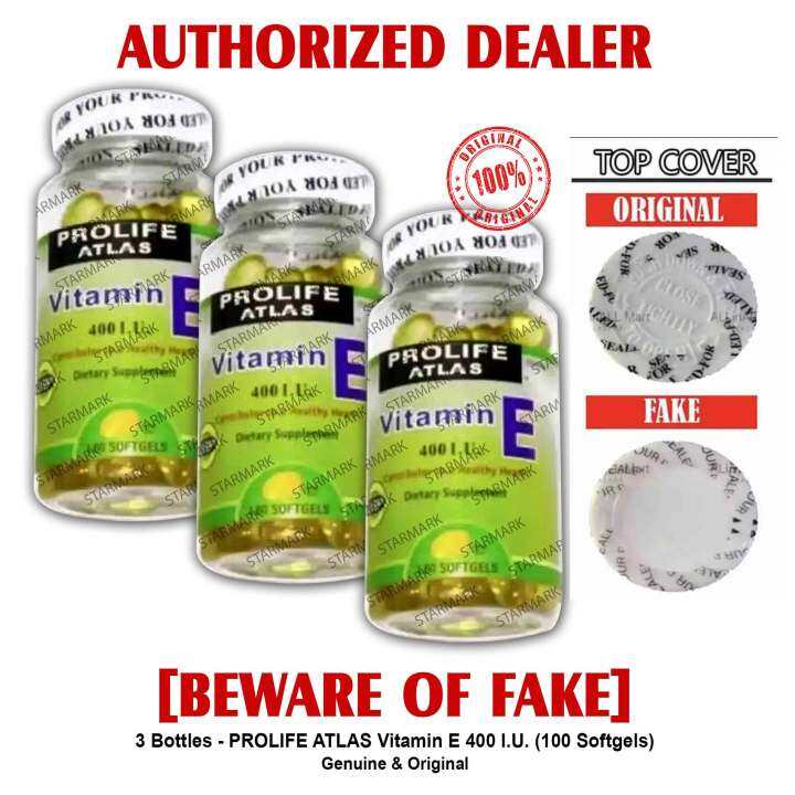 (Prolife) Atlas Vitamin E 4001U - 100 Softgel Capsules per bottle ...