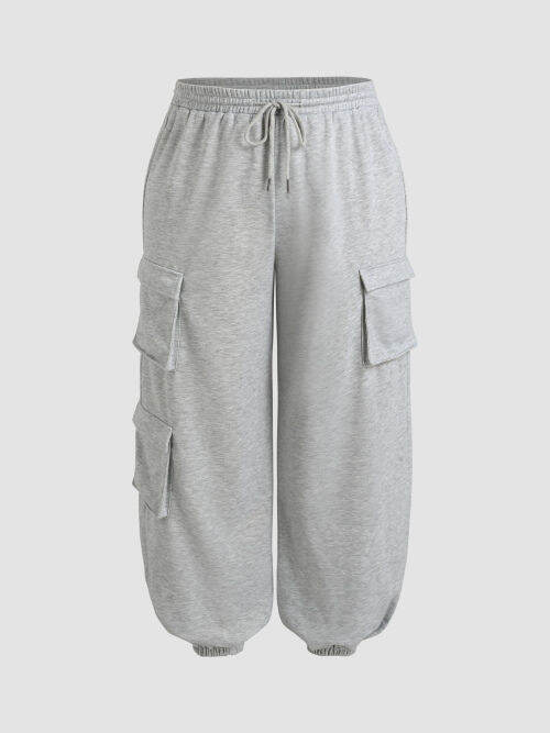 Cider Solid Mid Waist Pocket Cargo Joggers Curve & Plus | Lazada.co.th