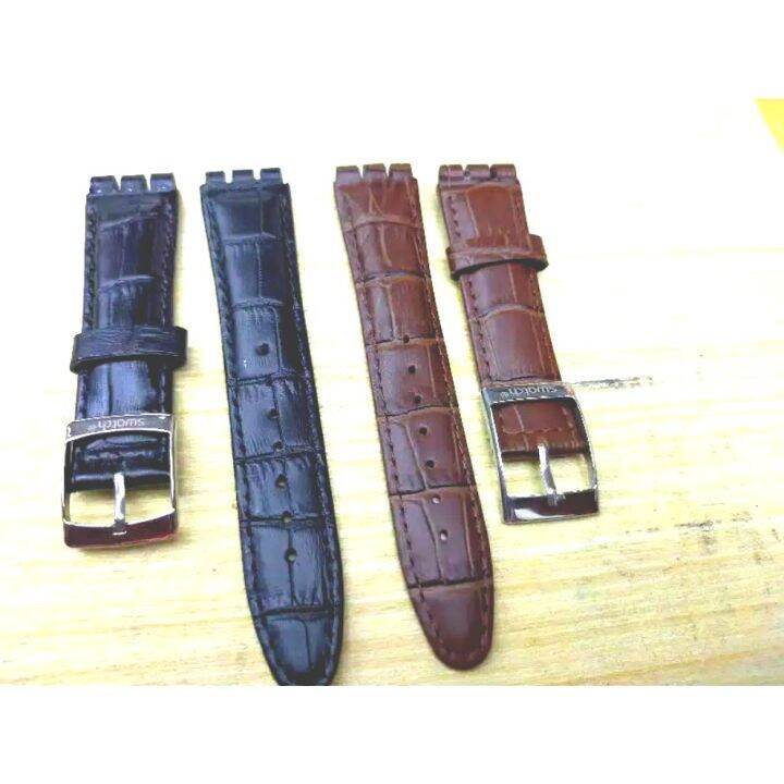 Genuine Leather Strap Tali Jam Tangan Swatch Irony Size 19mm Lazada