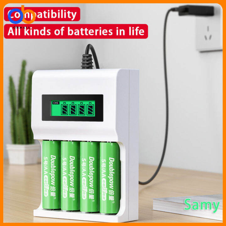 USB 1.2V AA / AAA Rechargeable Battery Charger 4 Slots Smart Fast ...