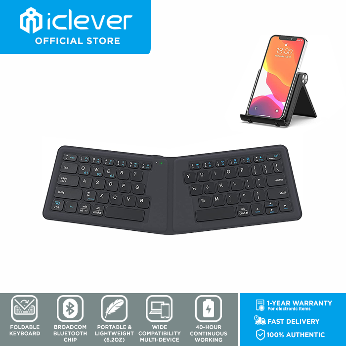 iClever BK06 Foldable Bluetooth Keyboard, Multi-device Wireless ...
