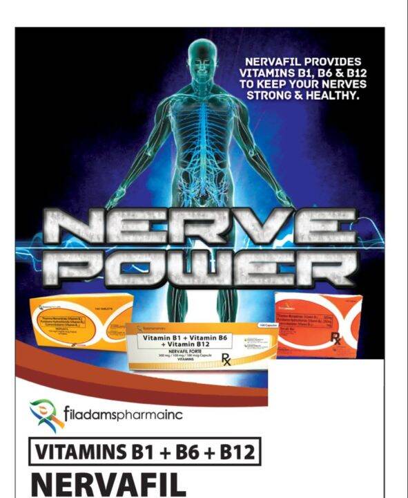 Nervafil Tablet: Vitamin B1 (100mg), Vitamin B6 (5mg), Vitamin B12 ...