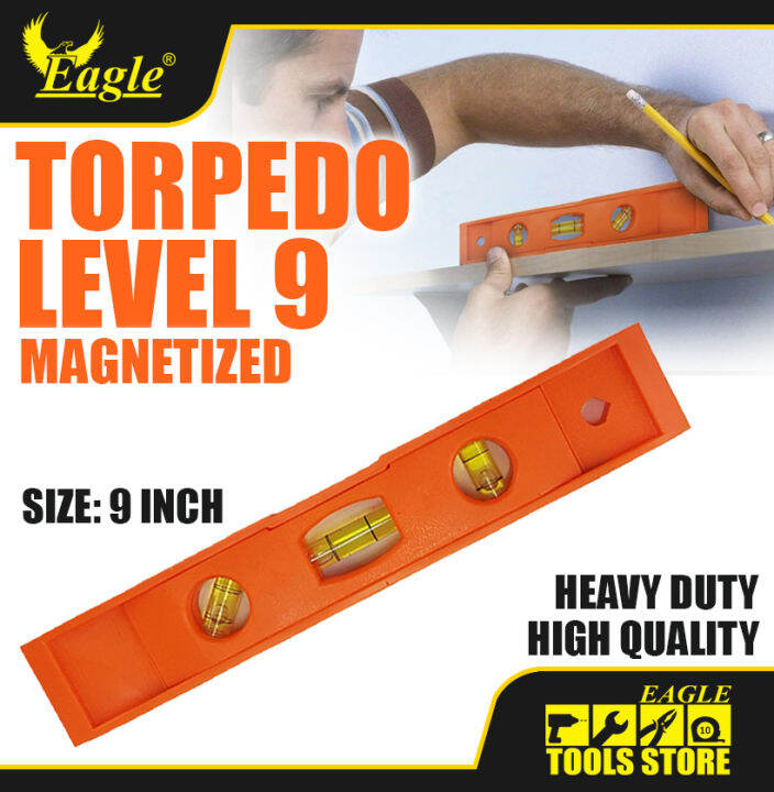 Heavy Duty Magnetic Torpedo Level Bar 9 Inches Eagle Professional Tools ...