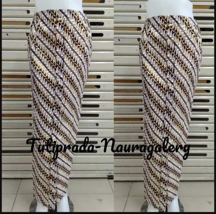 rok batik model wiron motif parang dasar putih Lis gold | Lazada Indonesia