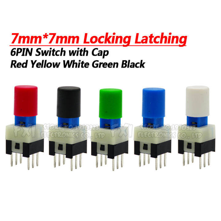 10Sets = 20PCS 7*7mm with cap Locking Latching Push Tactile Power Micro ...