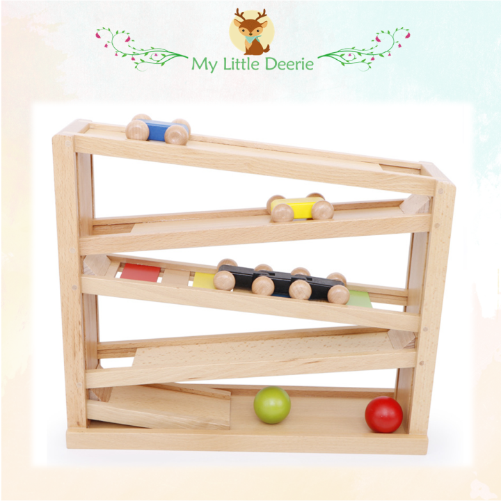 Wooden 2 in 1 Racing Car Ball Ramp Track Children Educational ...