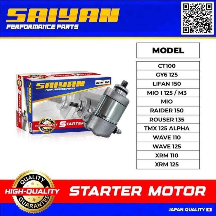 Saiyan STARTER MOTOR for Barako Beat Barako FI CG125 Click125 Fi CT100 ...