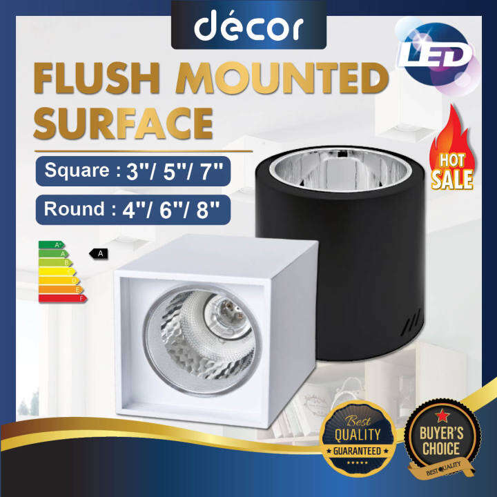 E27 Flush Mounted Round 4'' 6'' 8'' Square 3" 5" 7" Milo Tin Light ...